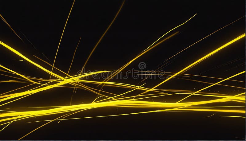 Yellow Neon Rays Zoom Motion Effect on Plain Black Ai Generated Stock ...