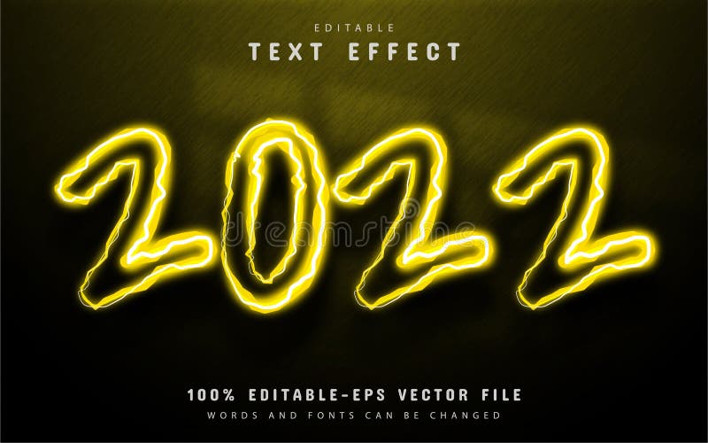 2022 Yellow Neon Style Text Effect Stock Vector - Illustration of march ...