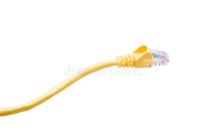 Yellow ethernet cable stock photo. Image of cord, white - 20492166