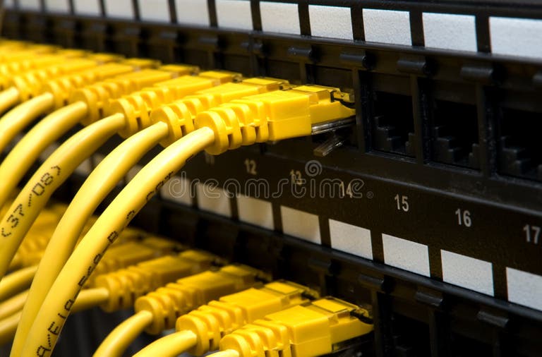 Yellow network cables stock photo. Image of panel, connection - 11148220