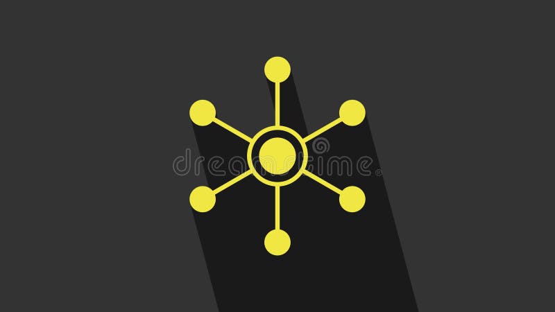 Yellow Network Icon Isolated on Grey Background. Global Network ...