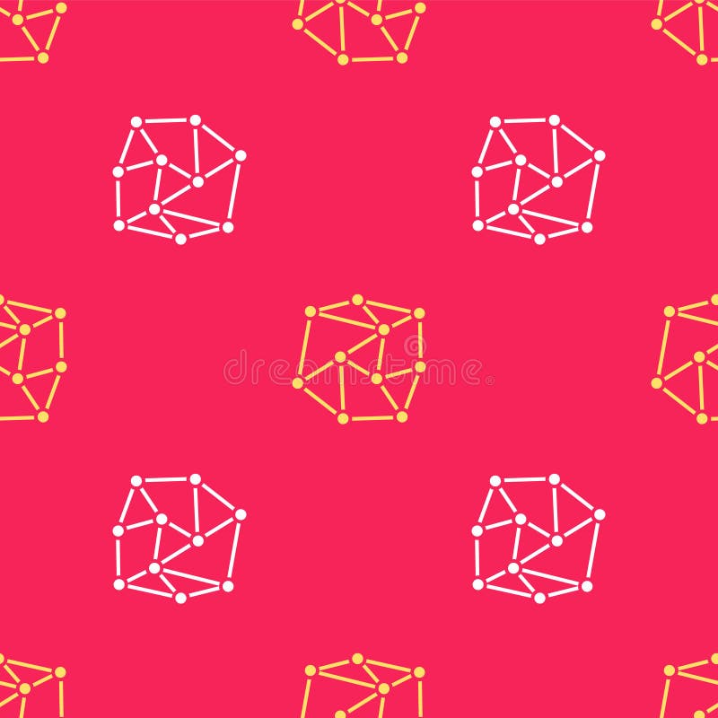 Yellow Neural Network Icon Isolated Seamless Pattern on Red Background ...