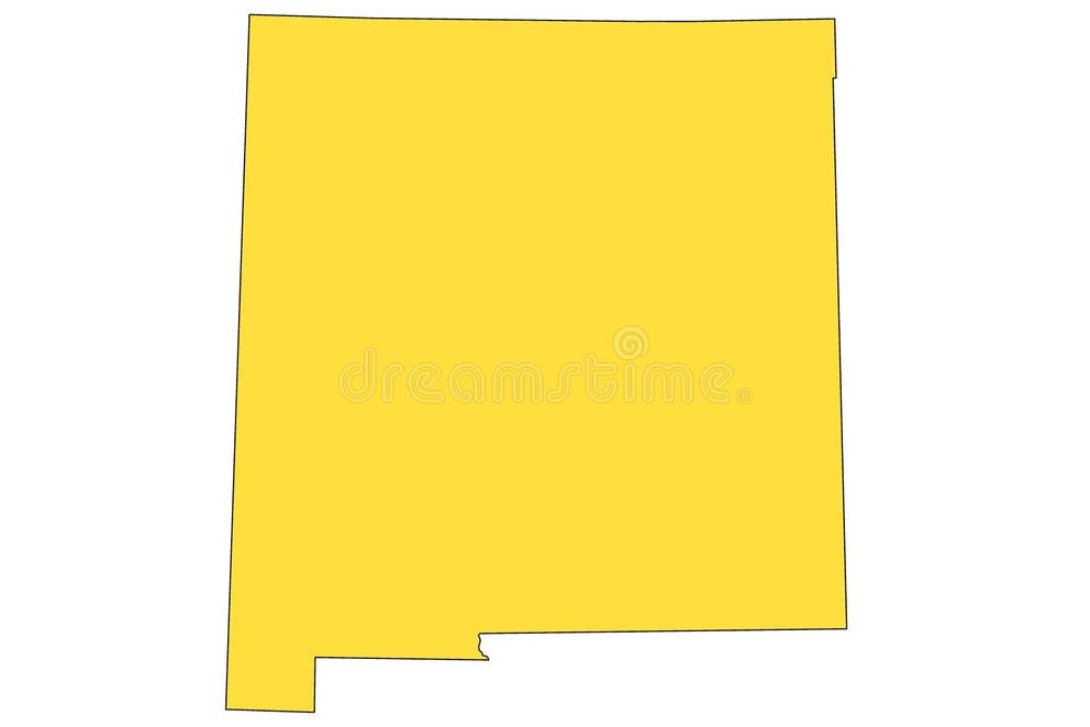 Yellow New Mexico Map on White Stock Illustration - Illustration of ...