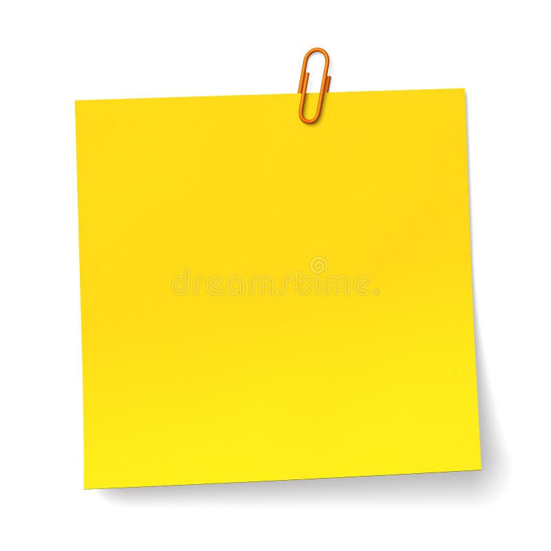 Yellow Note with Orange Paper Clip Stock Illustration - Illustration of ...