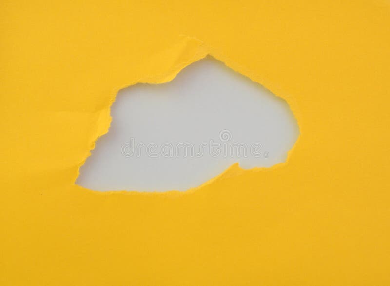 Yellow Note Paper Blank Background Mockup with Ripped Hole Stock Photo ...