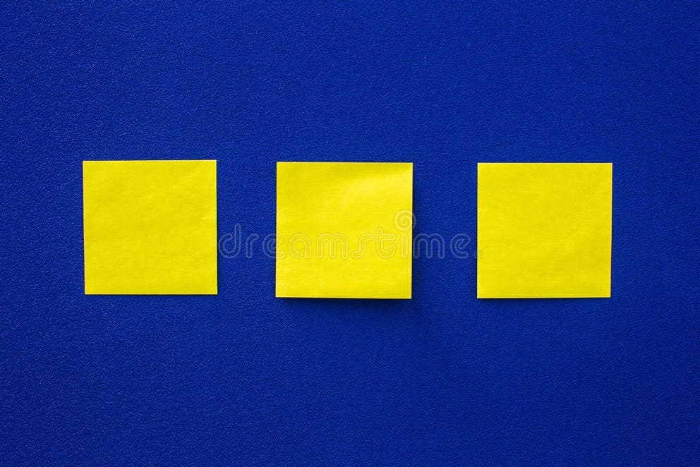 The Yellow Note Paper on Blue Background Stock Photo - Image of post ...