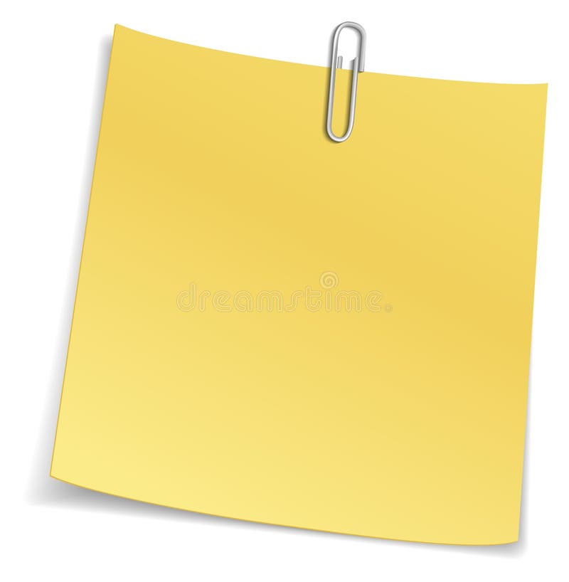 Yellow Note with Paper Clip. Blank Memo Square Stock Vector ...