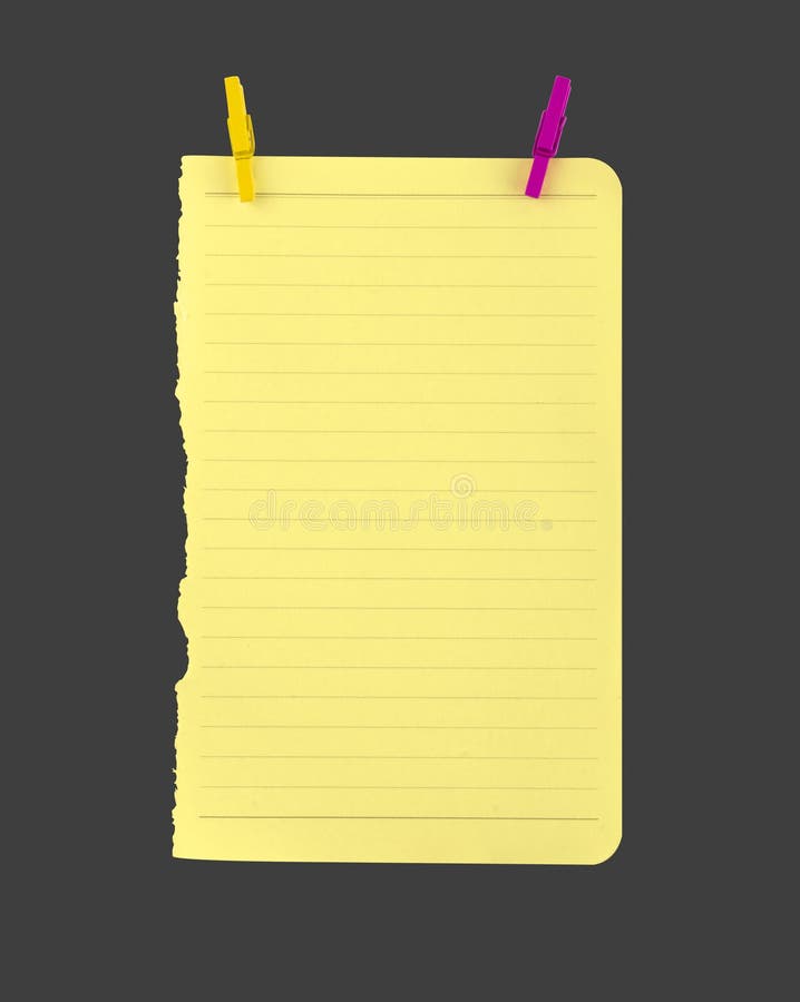 Yellow Note Paper Fastened with Colored Pegs Stock Photo - Image of ...