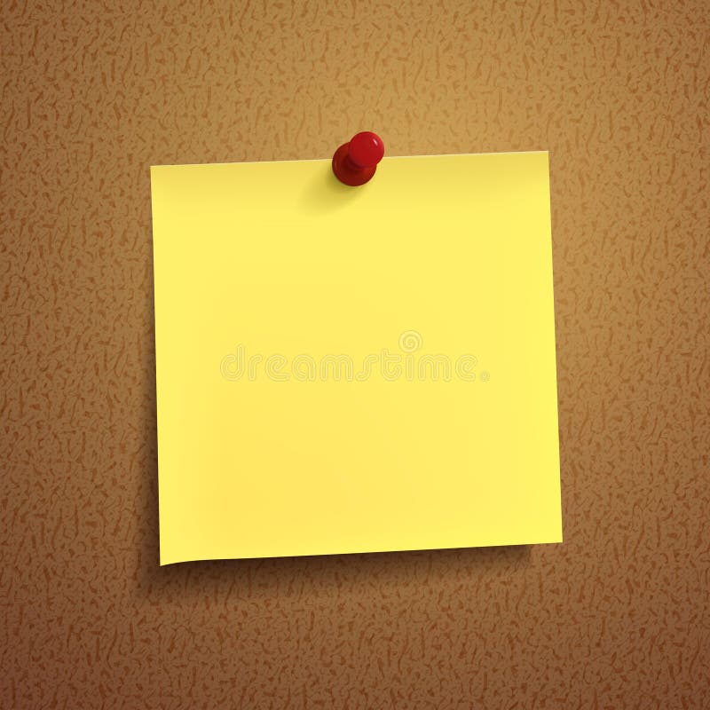 Blank Yellow Note Paper With Pin Stock Vector - Illustration of note ...