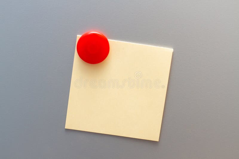 Yellow Note with Red Pin on Fridge Stock Photo - Image of list, stick ...