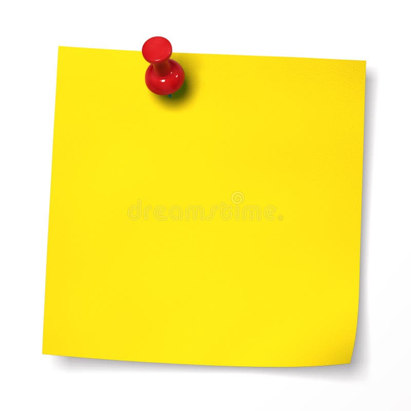 Yellow Note with Red Thumbtack Stock Illustration - Illustration of ...