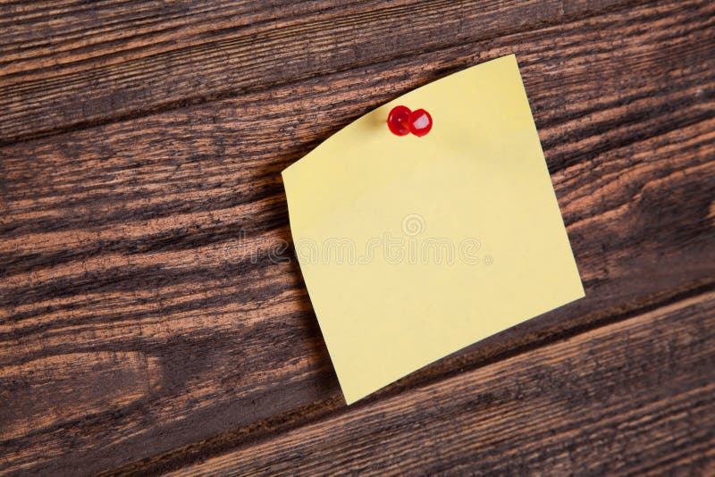 Yellow Note on a Wooden Board Stock Image - Image of message, texture ...