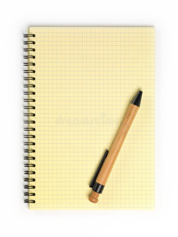 Yellow Notebook with Bamboo Pen Stock Photo - Image of page, notepaper ...