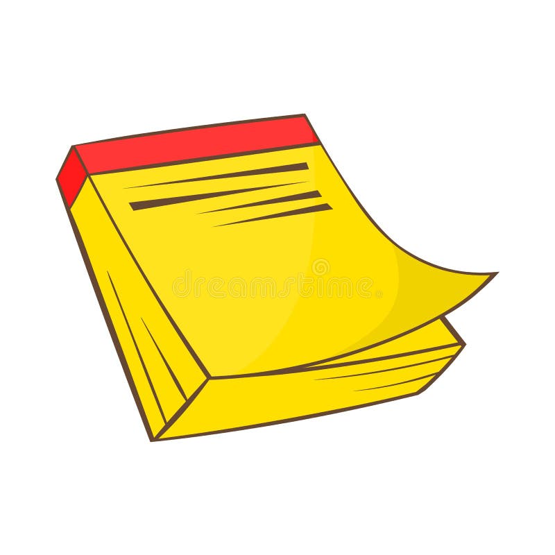 Yellow Notebook Icon in Cartoon Style Stock Vector - Illustration of ...