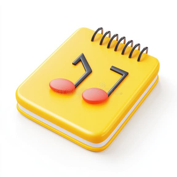 Yellow Spiral Notepad with Music Notes Stock Illustration ...