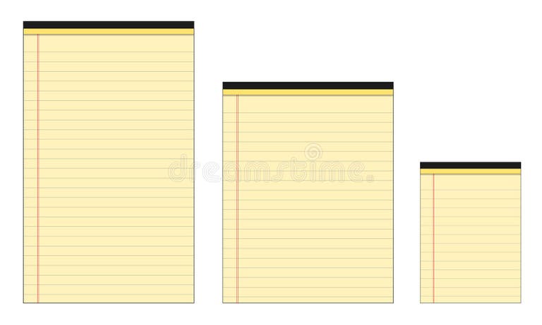 Yellow Notepad with Lines in Three Sizes - Vector Illustration Stock ...