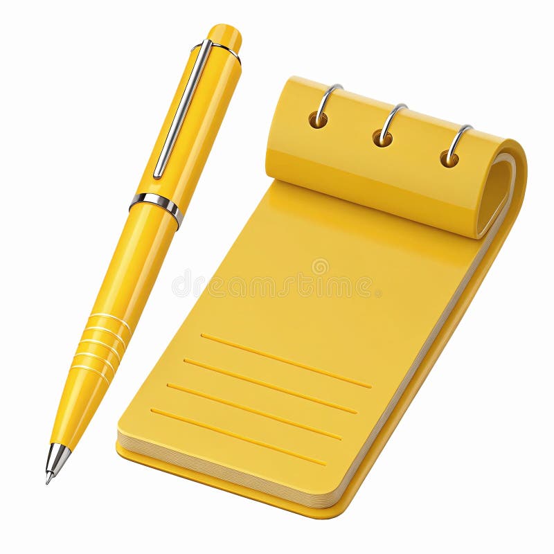 Yellow Notepad and Pen on Transparent Background for Note Taking and ...