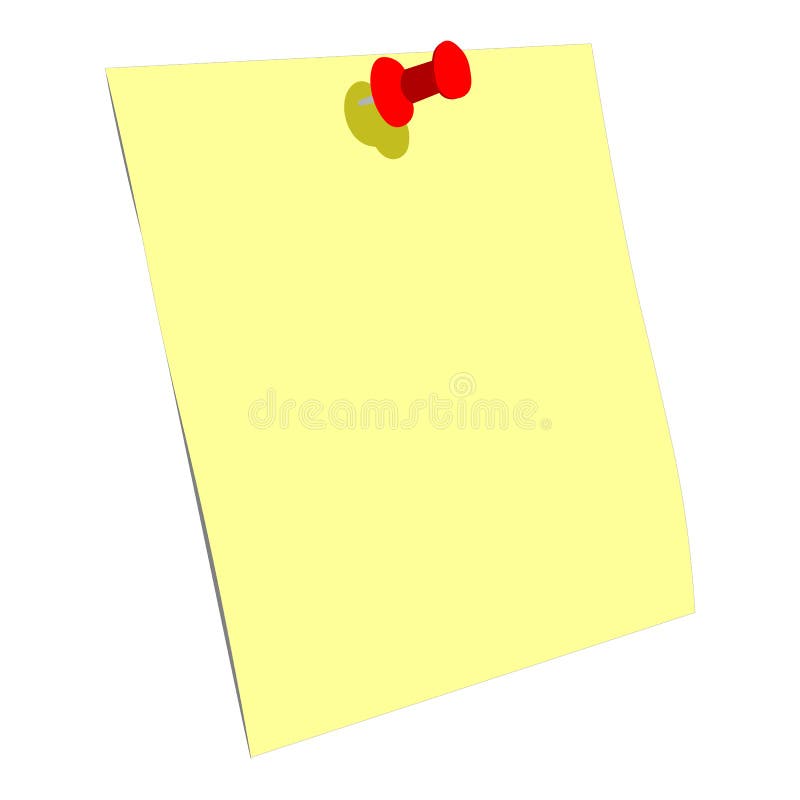 Yellow Notice Paper with Pin Stock Illustration - Illustration of ...