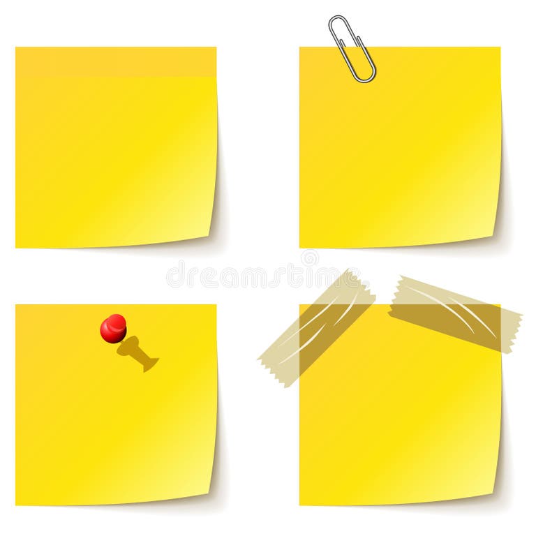 Yellow notice papers stock vector. Illustration of curl - 25680476