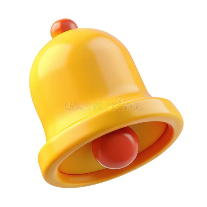 Yellow Notification Alert Bell Icon 3d Render Illustration Stock ...