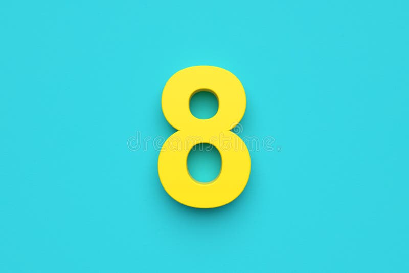 Yellow Number Eight on Blue Background Stock Illustration ...