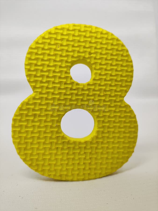 Yellow Number Eight Isolated on White Background Stock Photo - Image of ...