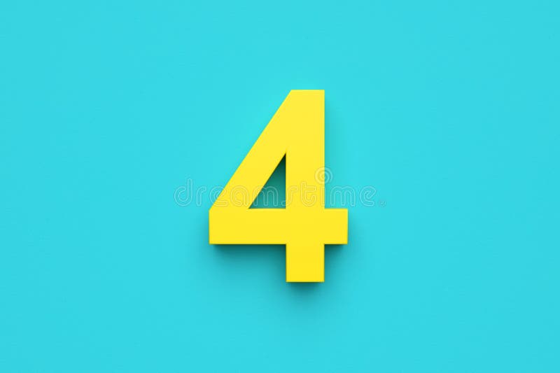 Yellow Number Four on Blue Background Stock Illustration - Illustration ...