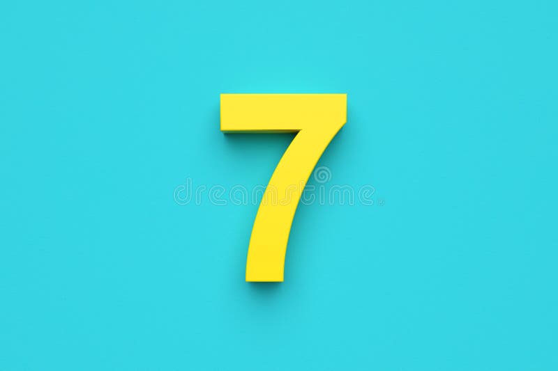 Yellow Number Seven on Blue Background Stock Illustration ...