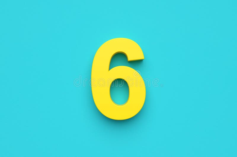 Yellow Number Six on Blue Background Stock Illustration - Illustration ...