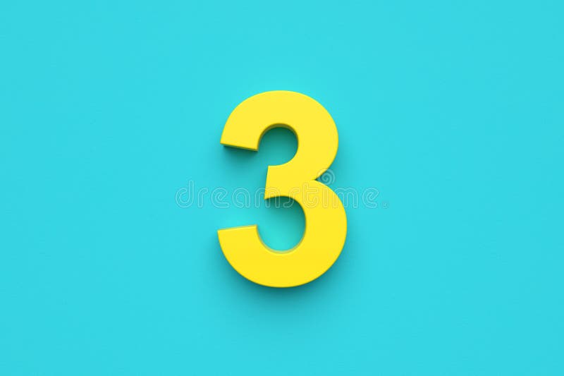 Yellow Number Three on Blue Background Stock Illustration ...