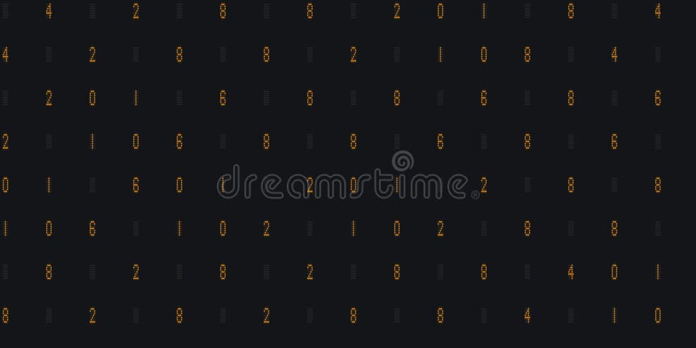 Yellow Numeral Tech Design Backdrop. Abstract Display Digit Pattern. Electronic Numbers ...