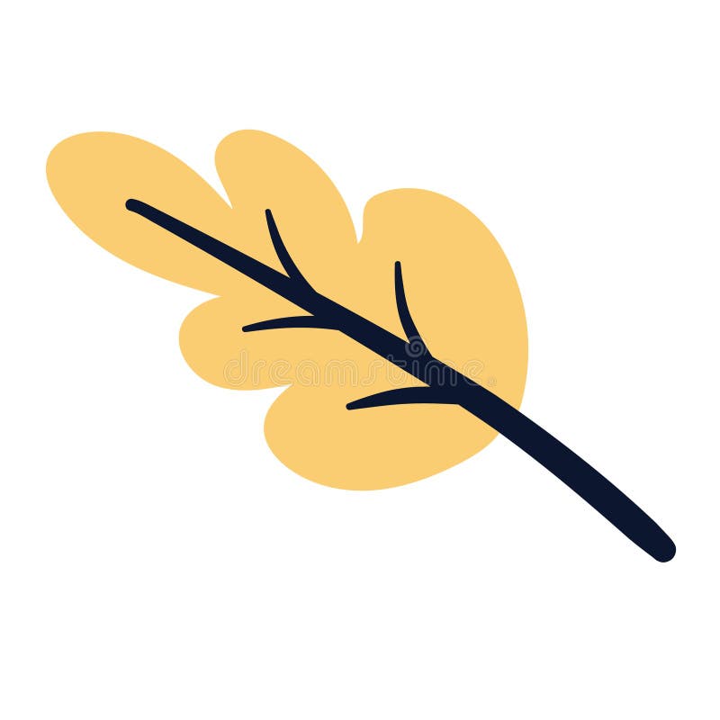 Yellow Oak Leaf for Student Worksheet Vector Illustration. Cartoon ...