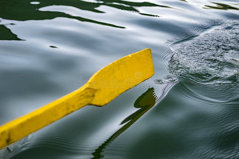 Yellow oar above water stock image. Image of boating - 63736465