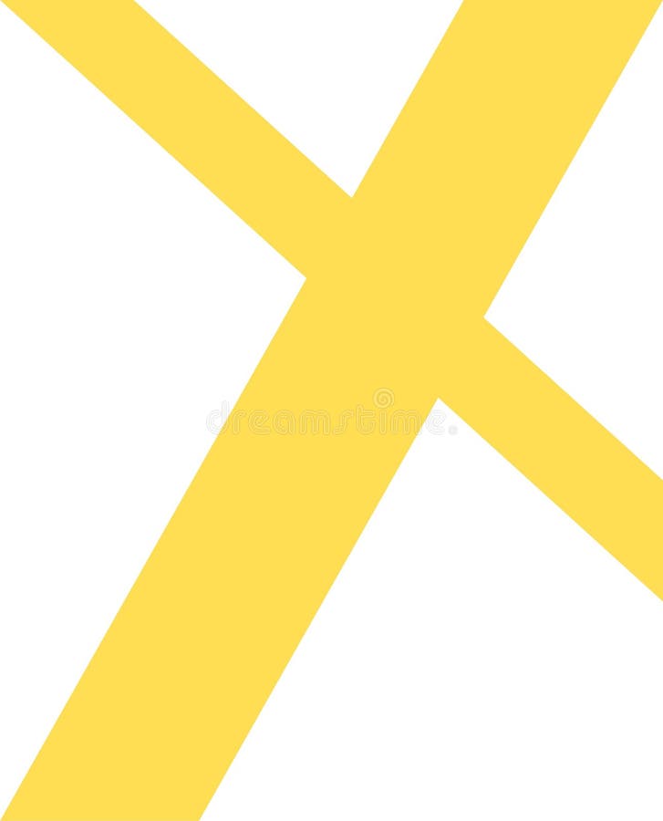 Yellow Oblique Cross Symbol on White Background. Stock Illustration ...