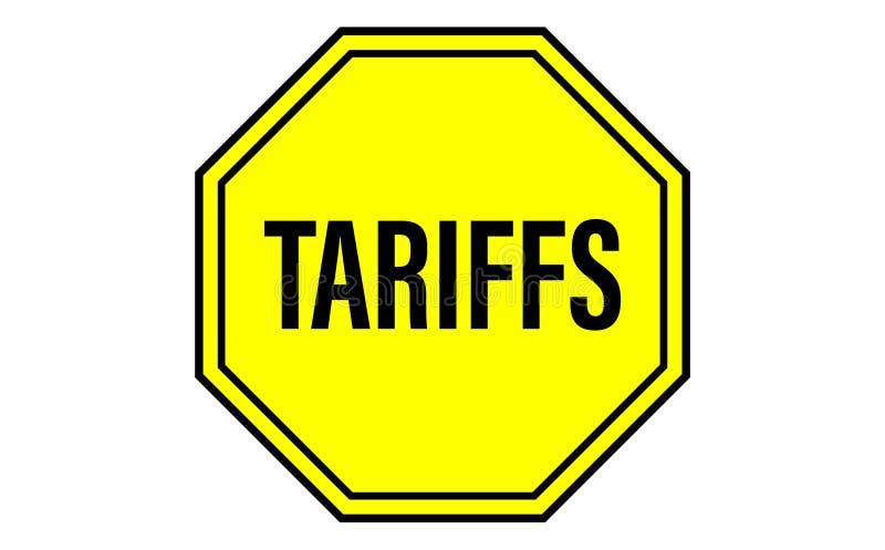 Yellow Octagonal Tariffs Sign on White Background Stock Photo - Image ...