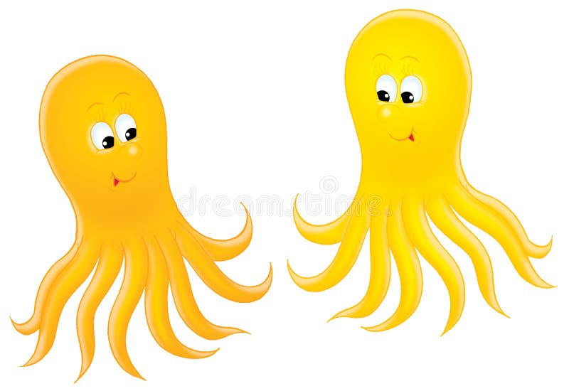 Yellow octopus stock illustration. Illustration of friends - 1600297