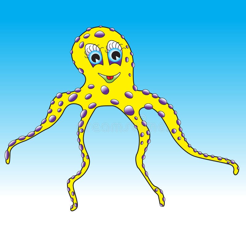 Yellow octopus stock vector. Illustration of imagination - 6954121