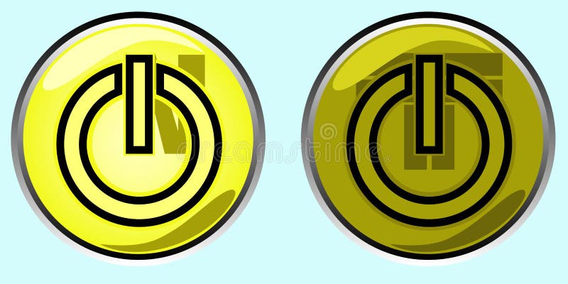 Yellow on Off Button Icon Vector Stock Vector - Illustration of ...
