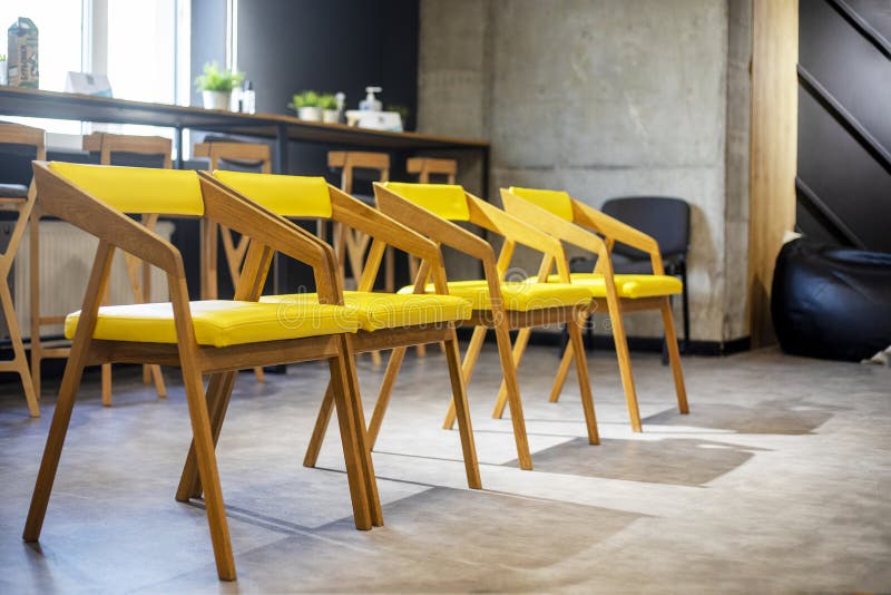 Yellow Office Chairs in the Conference Room. Stock Image - Image of ...