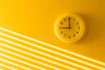 Yellow office clock stock photo. Image of hours, copyspace - 2170304
