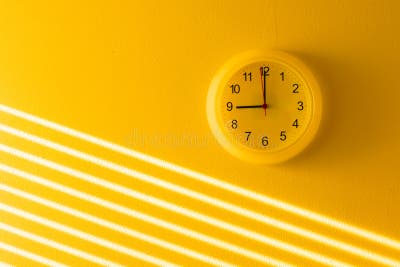 Yellow office clock stock photo. Image of hours, copyspace - 2170304
