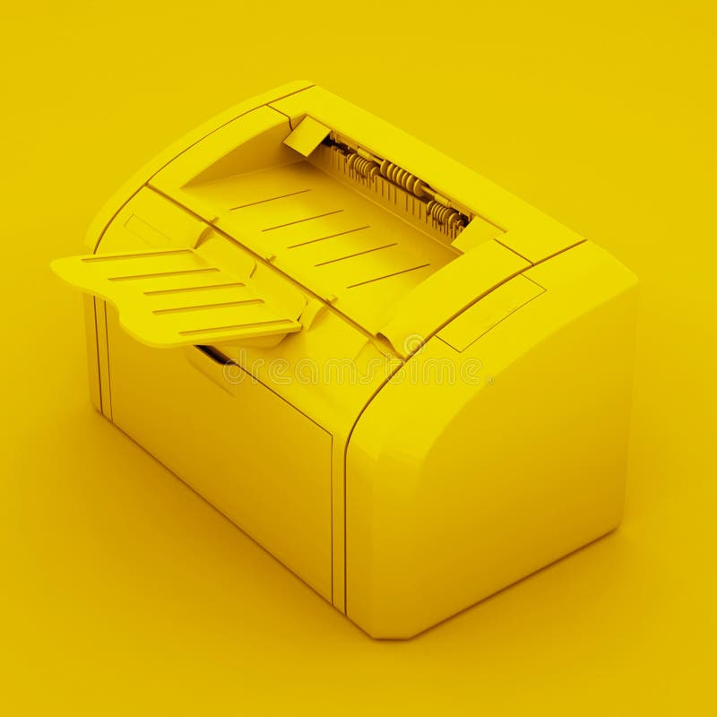 Yellow Office Printer. 3D Illustration Stock Illustration ...