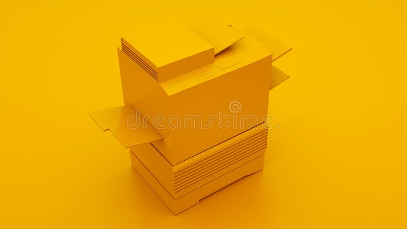 Yellow Office Printer. Minimal Idea Concept Stock Illustration ...
