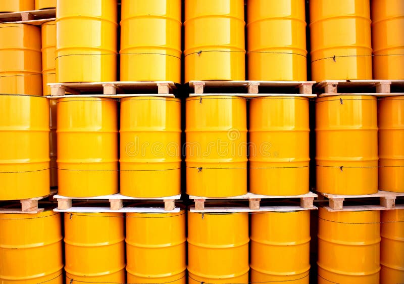 Oil Barrels or Chemical Drums Stacked Up Stock Photo - Image of ...