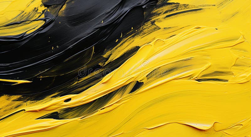 Yellow Oil Paint on the Black Palette Stock Image - Image of yellow ...