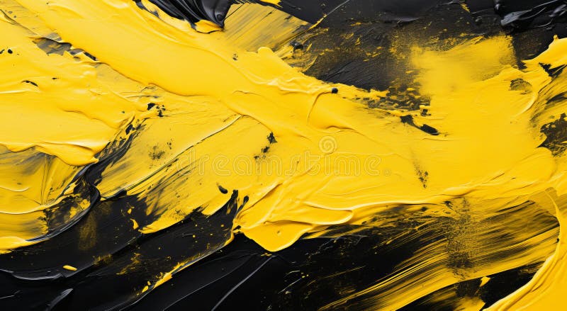 Yellow Oil Paint on the Black Palette Stock Image - Image of abstract ...