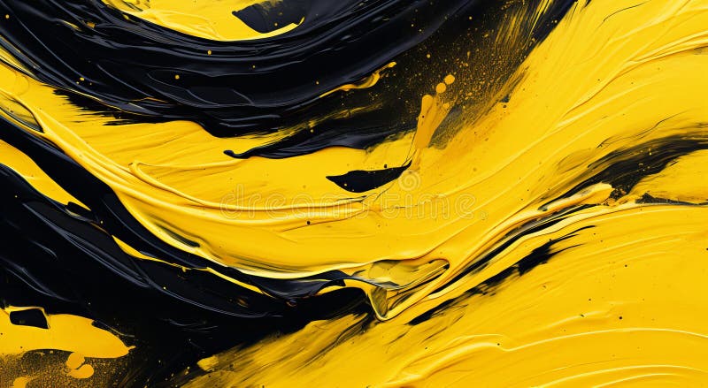 Yellow Oil Paint on the Black Palette Stock Photo - Image of yellow ...