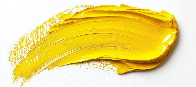 Yellow Oil Paint Brush Stroke Texture Background, Isolated on White ...