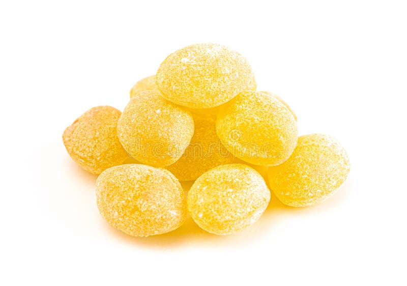 Yellow Old Fashioned Hard Candies on a White Background Stock Image ...