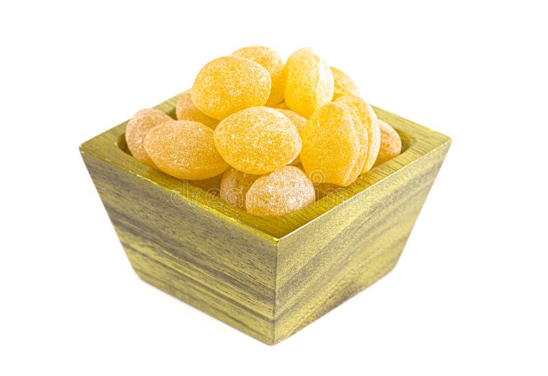 Yellow Old Fashioned Hard Candies on a White Background Stock Photo ...
